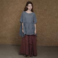 China Women's Loose-Fit Gathered-Waist Asymmetric Tunic Top for Casual Wear for sale