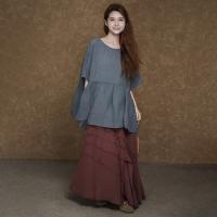 China Women's Loose-Fit Gathered-Waist Asymmetric Tunic Top for Casual Wear for sale