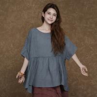 China Women's Loose-Fit Gathered-Waist Asymmetric Tunic Top for Casual Wear for sale