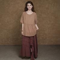 China Women's Loose-Fit Gathered-Waist Asymmetric Tunic Top for Casual Wear for sale