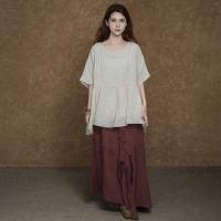 China Women's Loose-Fit Gathered-Waist Asymmetric Tunic Top for Casual Wear for sale