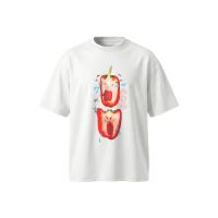 China Women's Oversized Bell Pepper Print Graphic T-Shirt with Customizable Colors and Relaxed Fit for sale