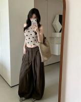 China Women’s Polka-Dot Crop Top and High-Waist Wide-Leg Pants Set - Machine Washable Coordinated Outfit for sale