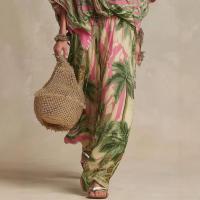 China Women’s Tropical Print Two-Piece Set with Wide-Leg Pants and Oversized Fit for sale