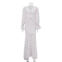 China Women's Floral Print Blouse and High-Waist Mermaid Hem Maxi Skirt Set for sale