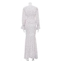 China Women's Floral Print Blouse and High-Waist Mermaid Hem Maxi Skirt Set for sale
