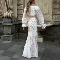 China Women's Floral Print Blouse and High-Waist Mermaid Hem Maxi Skirt Set for sale