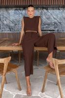 China Women’s Side-Tie Crop Top and Straight-Leg Pants Set with Adjustable Side Ties and Elastic Waist for sale