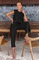 China Women’s Side-Tie Crop Top and Straight-Leg Pants Set with Adjustable Side Ties and Elastic Waist for sale