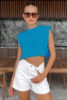 China Women’s Side-Tie Crop Top and Straight-Leg Pants Set with Adjustable Side Ties and Elastic Waist for sale