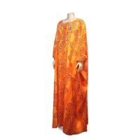 China Women’s African Kaftan Embroidered Long Dress with Floral Printed Design and Adjustable Studded Belt - Machine Washable for sale