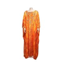 China Women’s African Kaftan Embroidered Long Dress with Floral Printed Design and Adjustable Studded Belt - Machine Washable for sale
