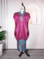 China Women's African Traditional Two-Piece Metallic Fabric Set with Loose-Fit Tunic and Traditional Ceremony Style for sale