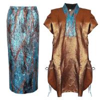 China Women's African Traditional Two-Piece Metallic Fabric Set with Loose-Fit Tunic and Traditional Ceremony Style for sale