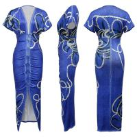 China Women's African Print Bodycon Long Dress with Stretch Fabric and African Wax Print in High-Waist Fit for sale