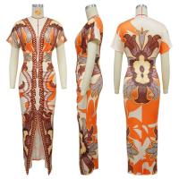 China Women's African Print Bodycon Long Dress with Stretch Fabric and African Wax Print in High-Waist Fit for sale