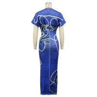 China Women's African Print Bodycon Long Dress with Stretch Fabric and African Wax Print in High-Waist Fit for sale