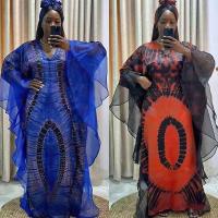 China Women’s African Print Chiffon Kaftan Dress with High-Waist Design for Elegant Casual Wear for sale
