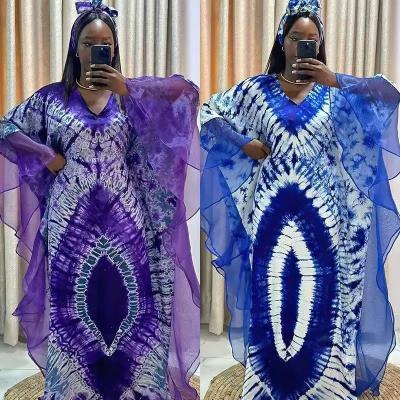 China Women’s African Print Chiffon Kaftan Dress with High-Waist Design for Elegant Casual Wear for sale