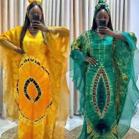 China Women’s African Print Chiffon Kaftan Dress with High-Waist Design for Elegant Casual Wear for sale