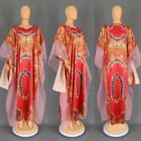 China Women’s African Print Chiffon Kaftan Dress with High-Waist Design for Elegant Casual Wear for sale
