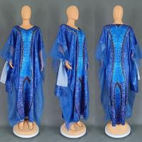 China Women’s African Print Chiffon Kaftan Dress with High-Waist Design for Elegant Casual Wear for sale