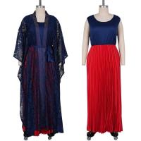 China Women's Floral Lace Overlay Evening Dress Set with Kimono-Inspired Sleeve and Adjustable Studded Belt for sale