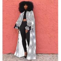 China Women’s African Geometric Print Kimono Dress with Long Sleeve and Polyester Blend Fabric for sale