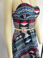 China Women’s African Print Two-Piece Set with High-Waisted Maxi Skirt and Strapless Crop Top in Polyester Blend Fabric for sale