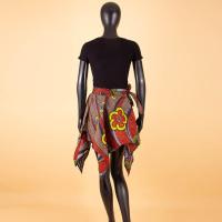 China Women's African Print High Waist Asymmetric Hem Skirt Set with Vibrant Wax Print for sale