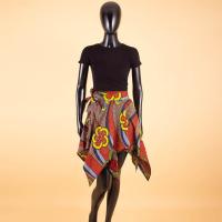 China Women's African Print High Waist Asymmetric Hem Skirt Set with Vibrant Wax Print for sale