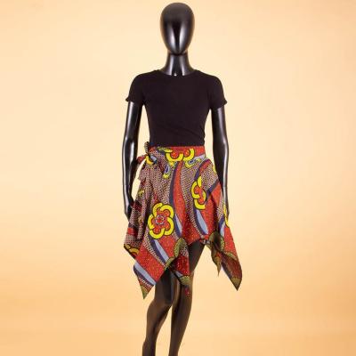 China Women's African Print High Waist Asymmetric Hem Skirt Set with Vibrant Wax Print for sale