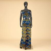 China Women's African Print Two Piece Set with Cotton Blend High Waist Trousers and Bold Geometric Ethnic Pattern for sale