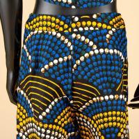 China Women's African Print Two Piece Set with Cotton Blend High Waist Trousers and Bold Geometric Ethnic Pattern for sale