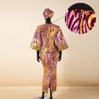 China Women’s African Print Midi Dress with Matching Headwrap in Breathable Fabric and Flowing Skirt for sale