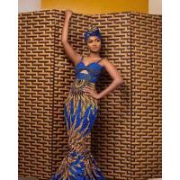 China Women's African Print Maxi Dress with Sleeveless Spaghetti Strap, Adjustable Shoulder Straps, and Front Cut-Out Detail for sale