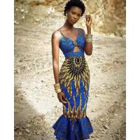 China Women's African Print Maxi Dress with Sleeveless Spaghetti Strap, Adjustable Shoulder Straps, and Front Cut-Out Detail for sale