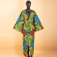 China Women's African Print Kimono Set with Traditional Wax Print and Elegant Flowing Silhouette in Breathable Cotton Blend for sale