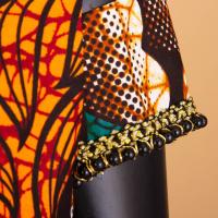 China African Print Couple Matching Set with Wax Print Fabric High-Waist Skirt and Adjustable Studded Belt for sale