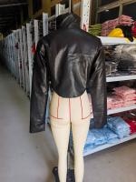 China Women's Cropped Faux Leather Jacket with Stand Collar for Streetwear Fashion for sale