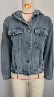 China Women's Hooded Denim Jacket with Cotton Fabric Oversized Relaxed Fit and Vintage Washed Effect for sale