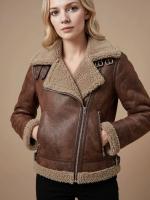China Women's Faux Shearling Leather Biker Jacket with Vintage Style and Asymmetrical Zipper Closure for sale