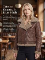 China Women's Faux Shearling Leather Biker Jacket with Vintage Style and Asymmetrical Zipper Closure for sale
