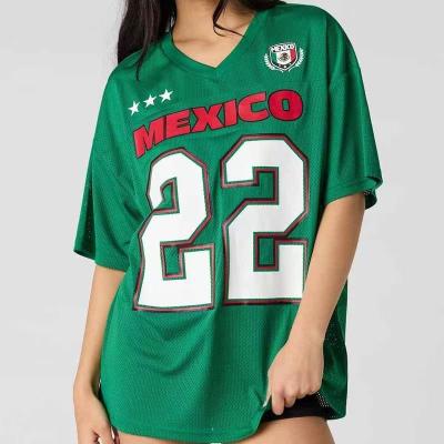 China Women's Vintage Sports Jersey T-Shirt with Breathable Mesh Fabric and Oversized Loose Fit for sale