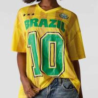 China Women's Vintage Sports Jersey T-Shirt with Breathable Mesh Fabric and Oversized Loose Fit for sale