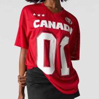 China Women's Vintage Sports Jersey T-Shirt with Breathable Mesh Fabric and Oversized Loose Fit for sale