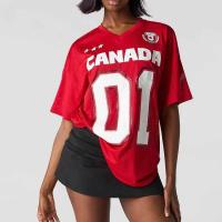 China Women's Vintage Sports Jersey T-Shirt with Breathable Mesh Fabric and Oversized Loose Fit for sale