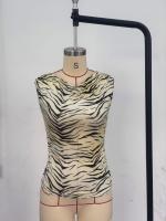 China Women's Off-Shoulder Tiger Print Crop Top with Stretch Fabric and Slim Fit for sale