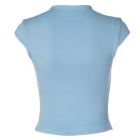 China Women's Back Cut-Out Short Sleeve Crop Top with Stretch Fabric and High-Waist Fit for sale
