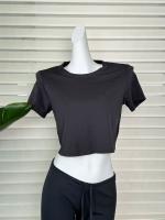 China Women's Soft Stretch Fabric Slim Fit Breathable Crop Top and Cropped T-Shirt for sale